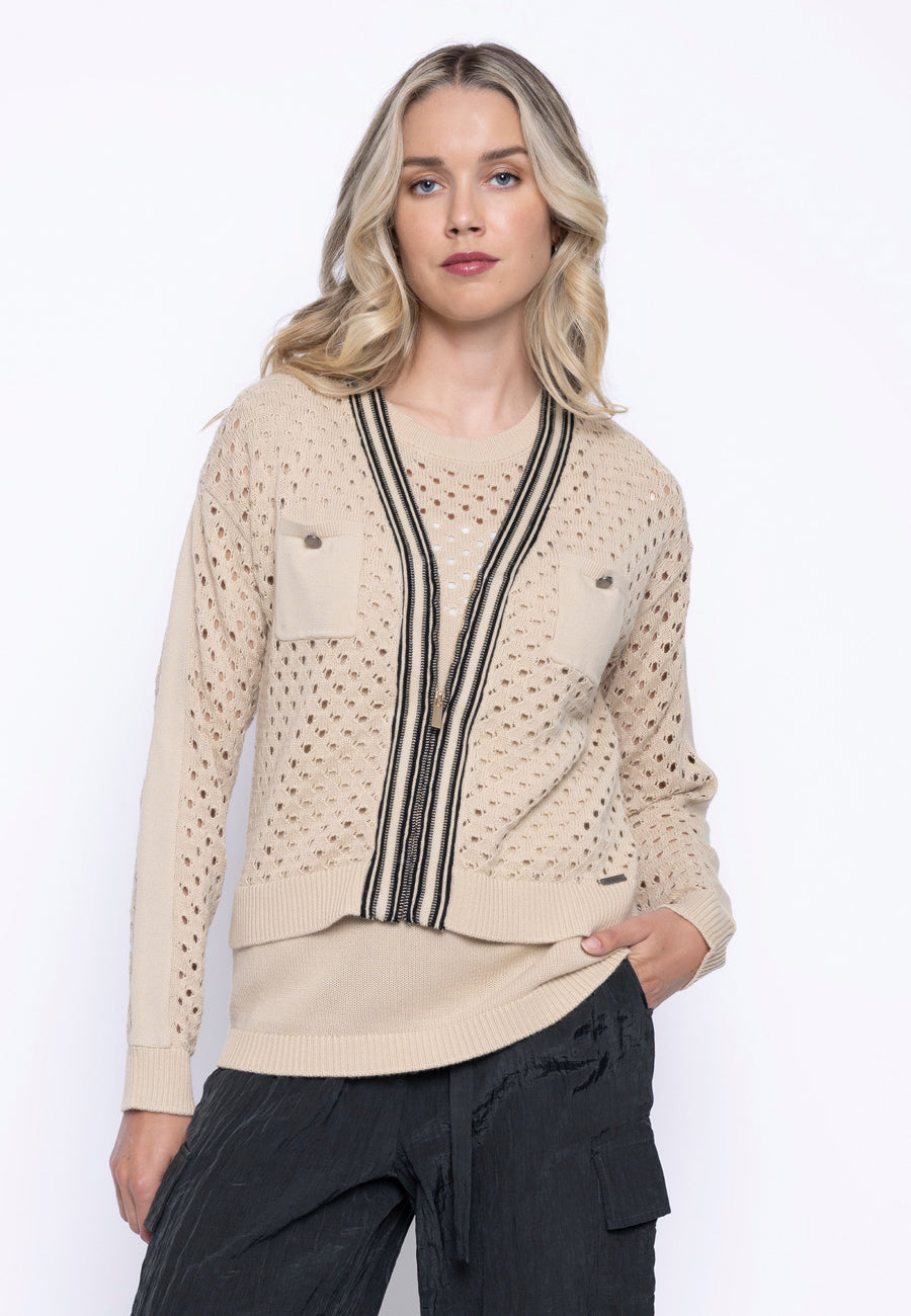 Zip-Front Open-Knit Jacket | Shop Now | Picadilly Canada