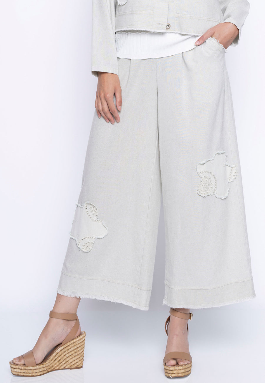 Faux Linen Embellished Wide-Leg Pants | Shop Now | Picadilly Canada