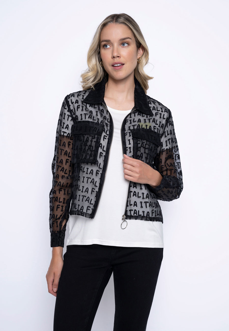 Zip-Front Cropped Embellished Jacket | Shop Now | Picadilly Canada