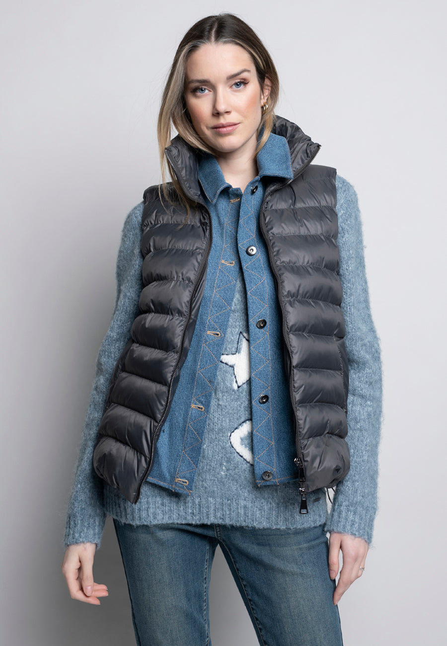Denim Trim Zip-Front Vest – Picadilly Canada