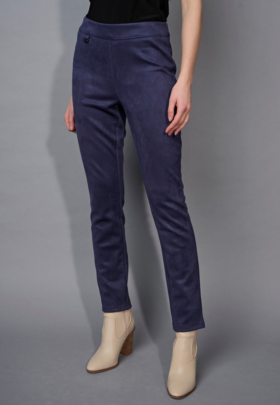 Faux Suede Slim-Leg Full-Length Pants | Shop Now | Picadilly Canada